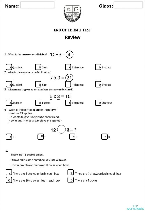 G3. Revision term 1. Interactive worksheet | TopWorksheets