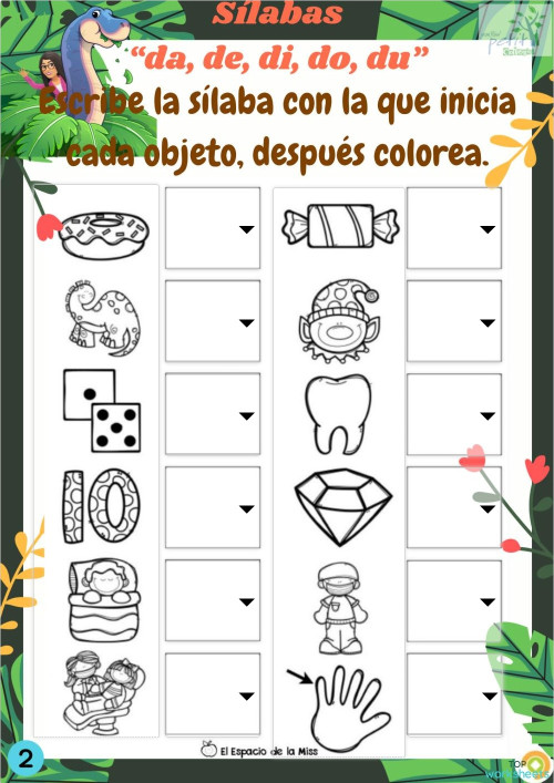 Tarea sílabas "d"_Mtra. Faby. Ficha interactiva | TopWorksheets