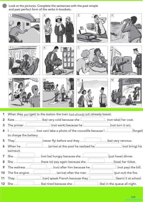 GRAMMAR W/SHEET Past Perfect. Interactive worksheet | TopWorksheets