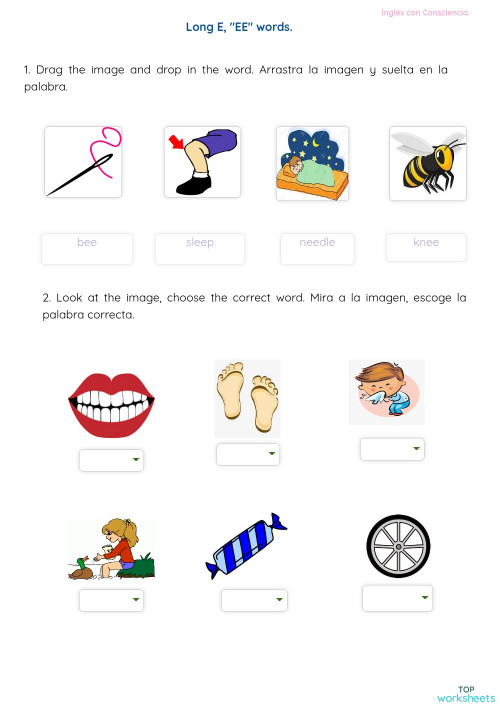 Long E, "EE" words.. Interactive worksheet | TopWorksheets