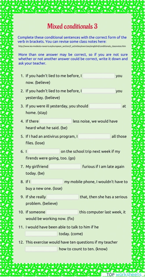 Mixed conditionals - 3. Interactive worksheet | TopWorksheets