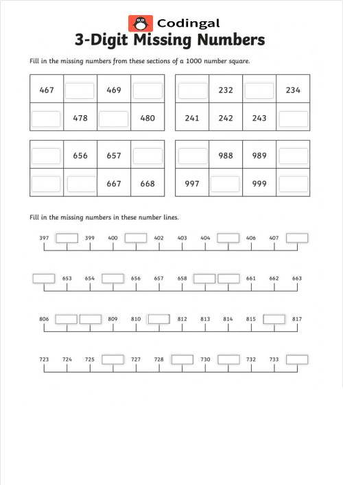 M_G03T01_WC02_3digit missing number. Interactive worksheet | TopWorksheets