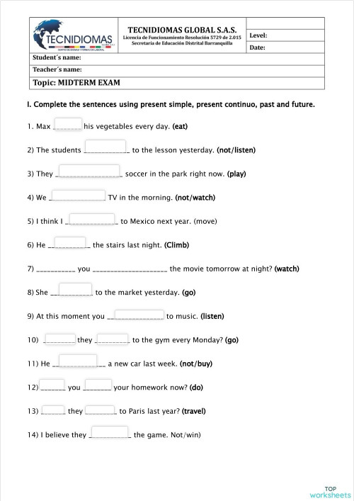 Final Exam. Interactive worksheet | TopWorksheets