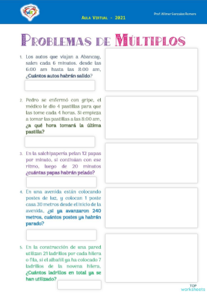 PROBLEMAS SOBRE MÚLTIPLOS. Ficha interactiva | TopWorksheets