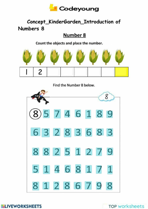 Introduction to number 8. Interactive worksheet | TopWorksheets