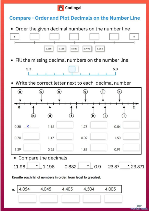 M_G05M07L16_WA01_Decimals_on_the_Number_Line_3. Interactive worksheet | TopWorksheets