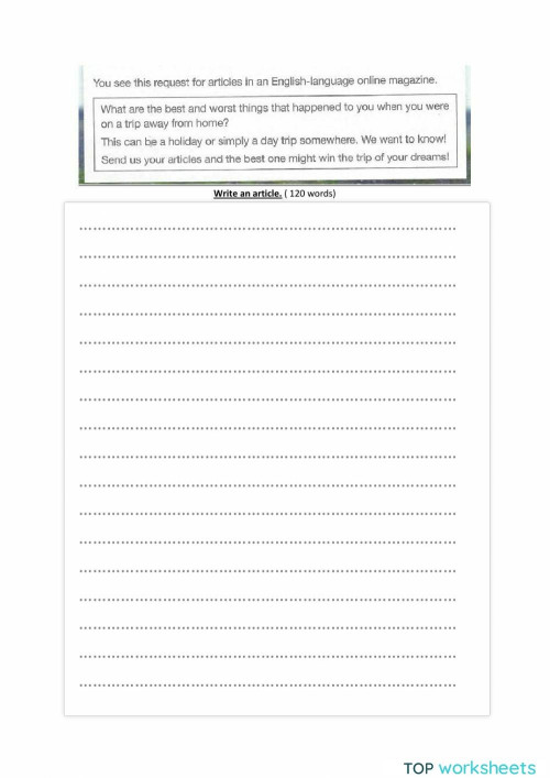 Write an article. Interactive worksheet | TopWorksheets