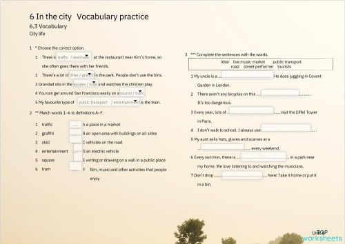 UNIT 6 - VOCABULARY 2. Interactive worksheet | TopWorksheets