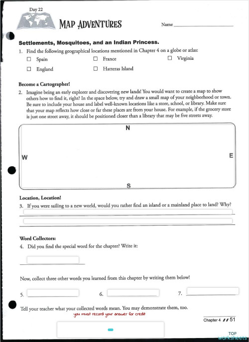 Chapter 4: Map Adventures Pg 51-52. Interactive worksheet | TopWorksheets