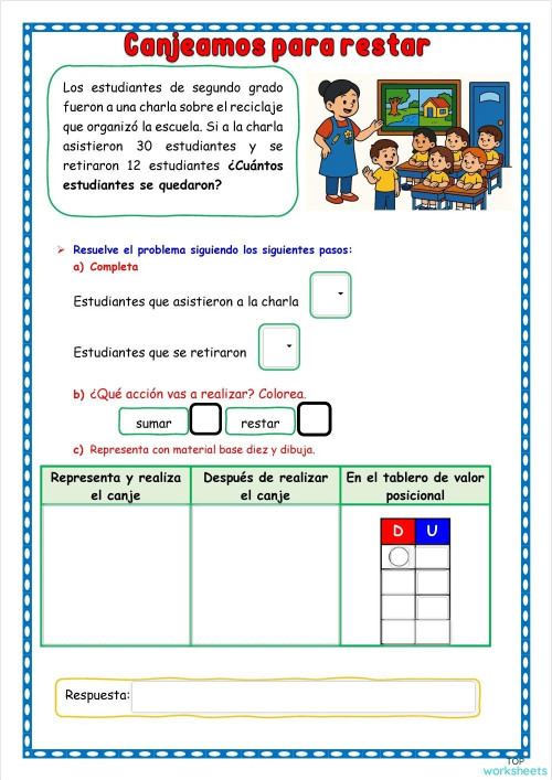 Restas con reagrupación. Ficha interactiva | TopWorksheets