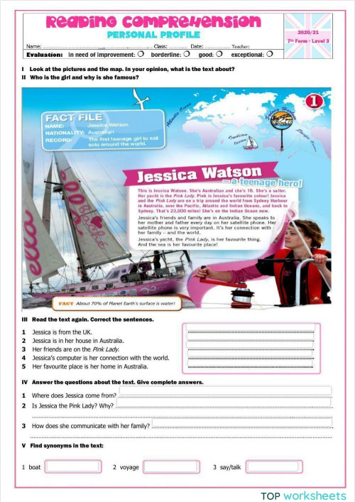 Reading Comprehension: personal identity. Interactive worksheet ...