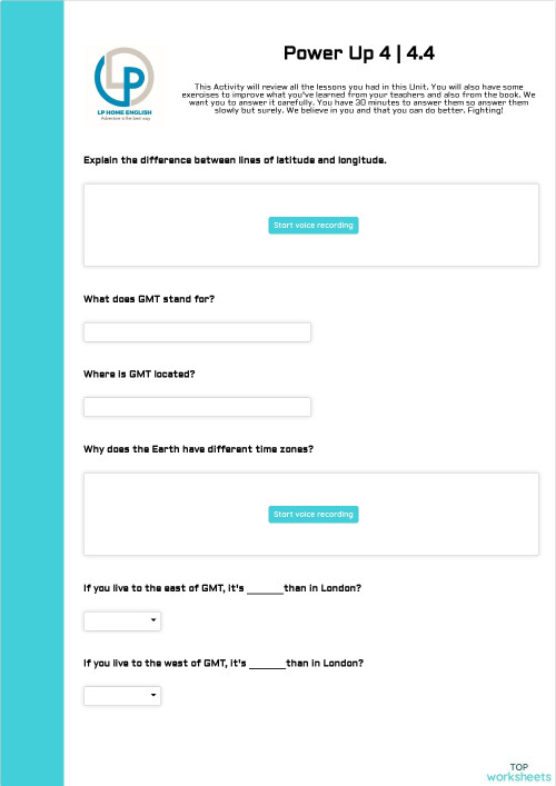 Power Up 4 | 4.4. Interactive worksheet | TopWorksheets