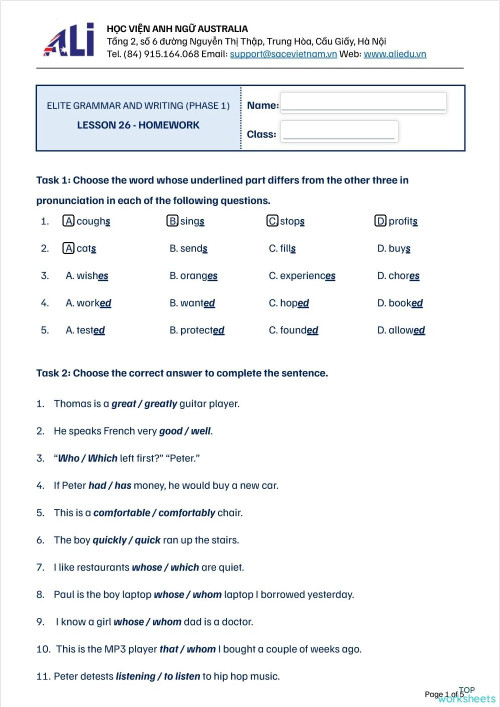 1EGK_L26_HW. Interactive worksheet | TopWorksheets
