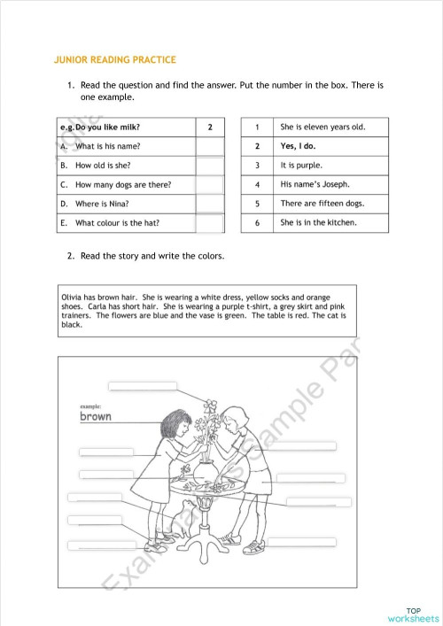Junior reading practice. Interactive worksheet | TopWorksheets