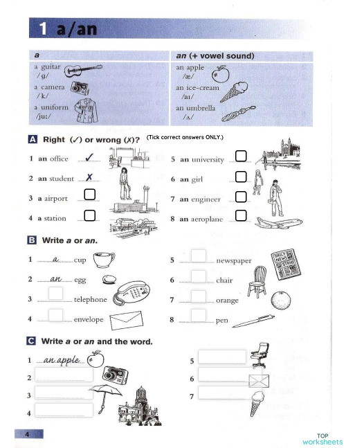 Grammar Extra 1 - (Unit 1: Level A1). Interactive worksheet | TopWorksheets