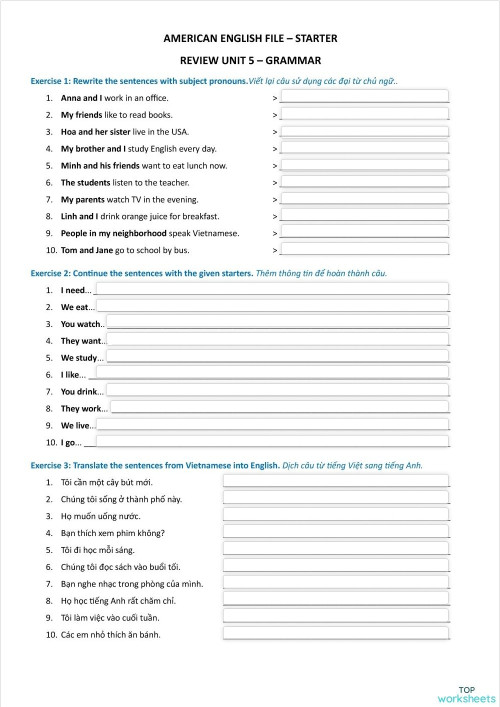 AEF Starter - Review 5B. Interactive worksheet | TopWorksheets