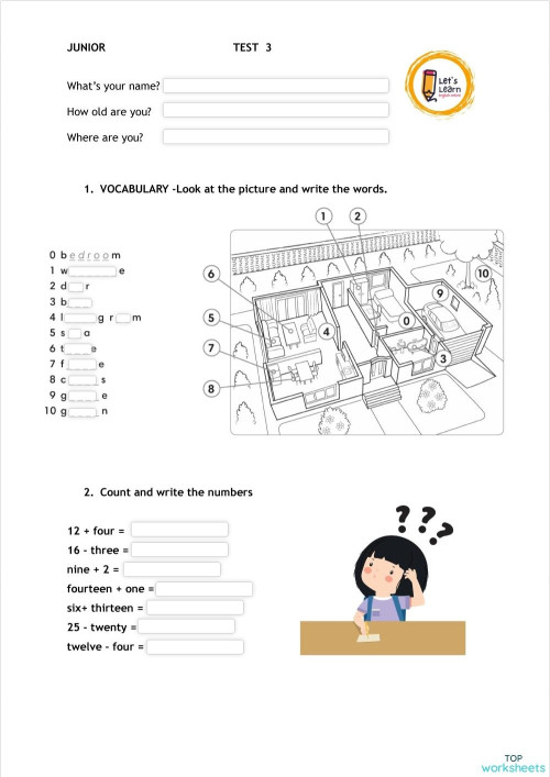 Junior Test 3 2025. Interactive worksheet | TopWorksheets