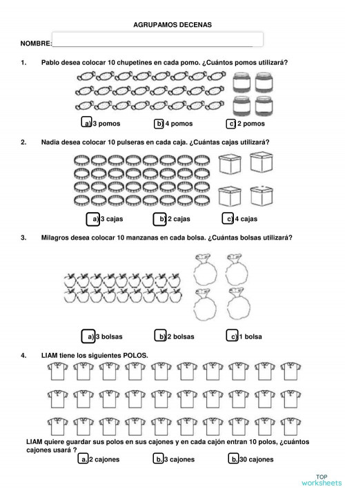 AGRUPAMOS DECENAS. Ficha interactiva | TopWorksheets