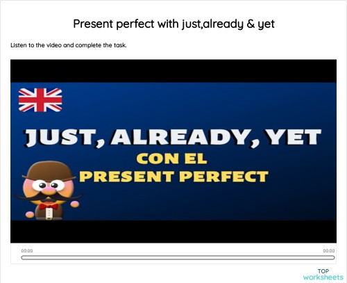 Present perfect with just,already & yet. Interactive worksheet ...
