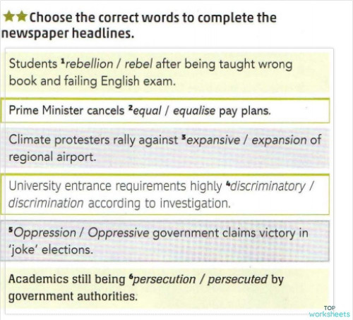 word formation. Interactive worksheet | TopWorksheets