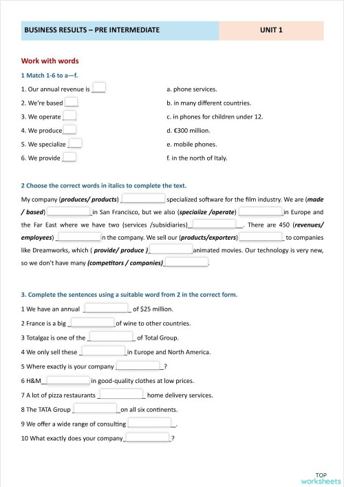 BR Pre Int - L1. Interactive worksheet | TopWorksheets
