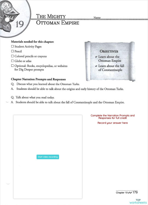 Chapter 19: Pg 179-180 The Mighty Ottoman Empire. Interactive worksheet ...