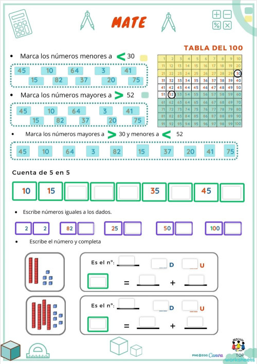 Practico mayor menor. Ficha interactiva | TopWorksheets