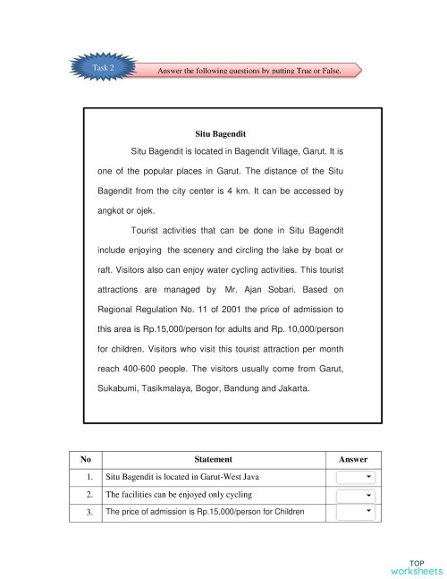 ACTIVITY 2-DESCRIPTIVE TEXT. Interactive worksheet | TopWorksheets