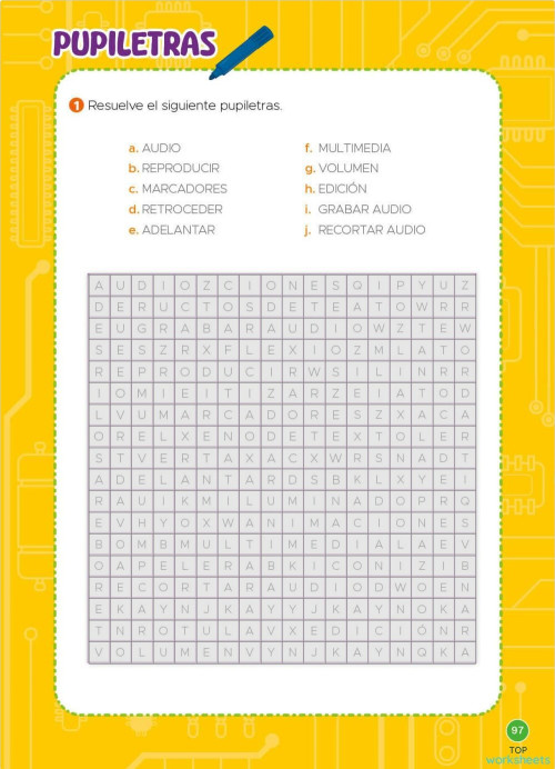 Página 97 - Pupiletras. Ficha interactiva | TopWorksheets