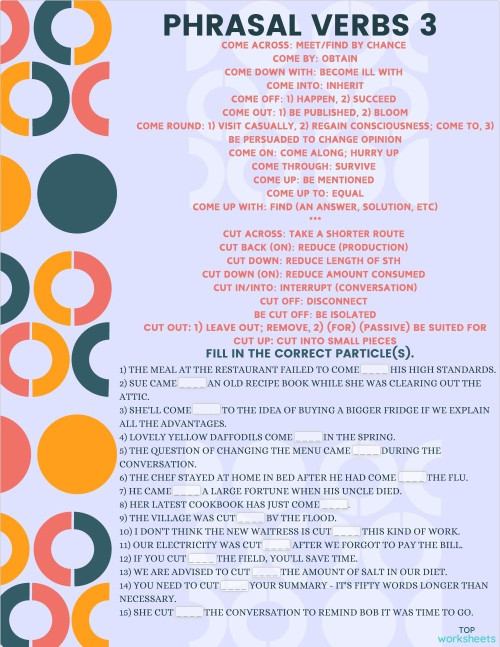 Phrasal verbs 3. Interactive worksheet | TopWorksheets