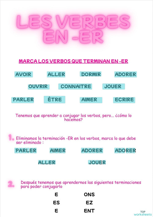 Francés: fichas interactivas y ejercicios online | TopWorksheets