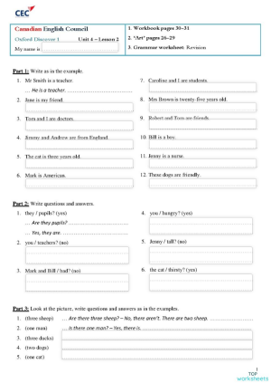 D1_Unit 4_Lesson 2_Homework. Interactive worksheet | TopWorksheets