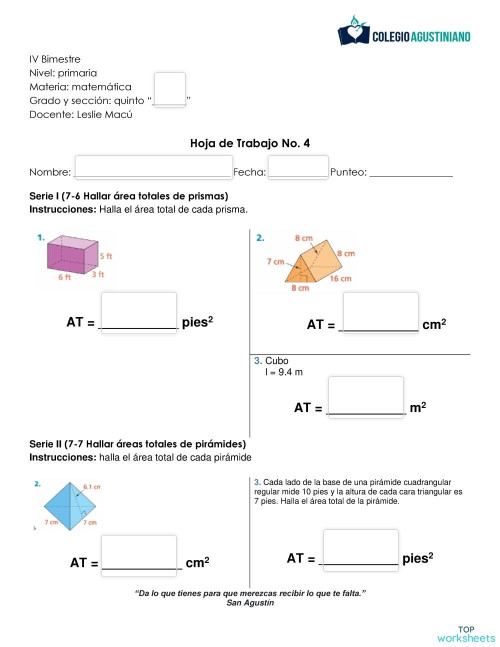 Hoja De Trabajo Con Problemas De Palabras Para Escribir Expresiones Algebraicas