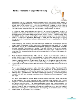 Reading: The Risks of Cigarette Smoking. Interactive worksheet ...