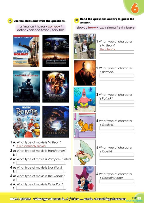 5th Grade Unit 6 | Movie Types & Characters. Interactive worksheet ...