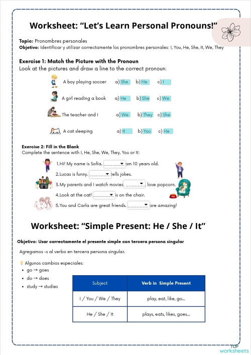 Simple Present. Interactive worksheet | TopWorksheets