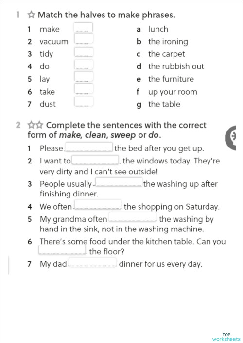 Match the words with the pictures. Interactive worksheet | TopWorksheets