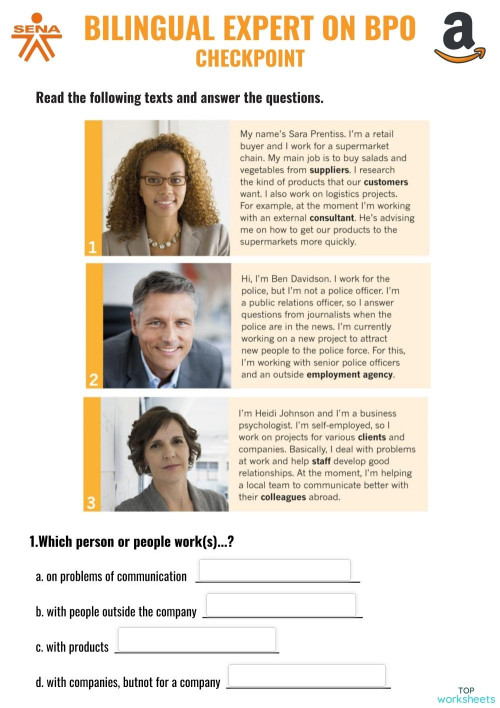 Checkpoint - Bilingual Expert on BPO. Interactive worksheet | TopWorksheets