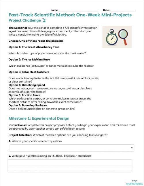 Scientific Method Project. Interactive worksheet | TopWorksheets