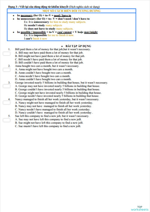 MODULE 30 : SENTENCE TRANSFORMATION - MODAL VERBS. Interactive ...