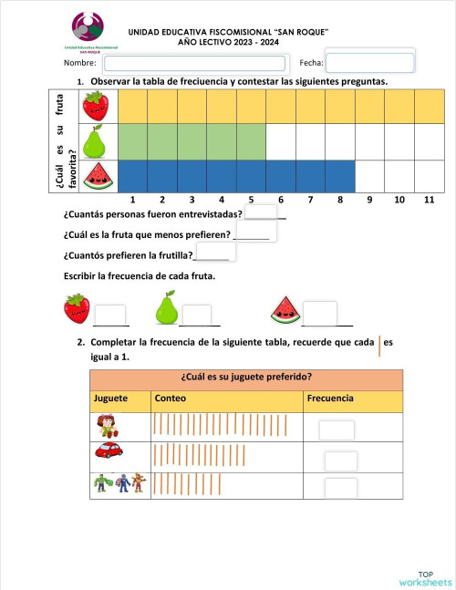 Frecuencia simple. Ficha interactiva | TopWorksheets