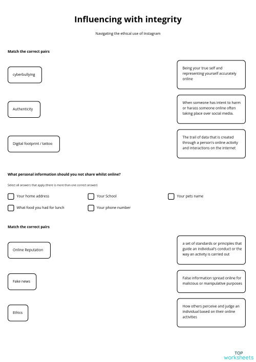 Influencing with integrity. Interactive worksheet | TopWorksheets