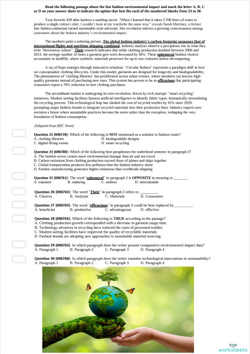 READING MULTIPLE CHOICE 09. Interactive worksheet | TopWorksheets