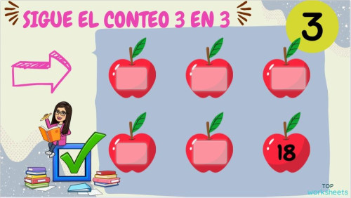 Tarea Digital Conteo 3 en 3_Mtra. Faby. Ficha interactiva | TopWorksheets