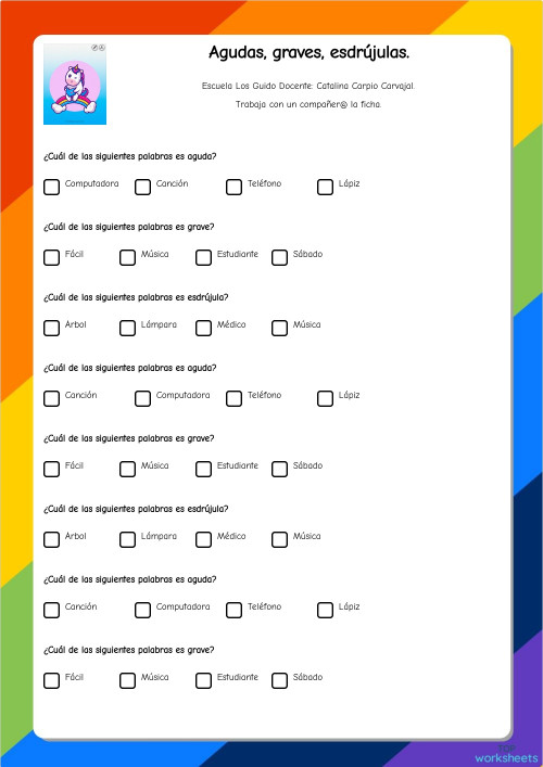 Las Palabras Graves o LLanas.. Ficha interactiva | TopWorksheets