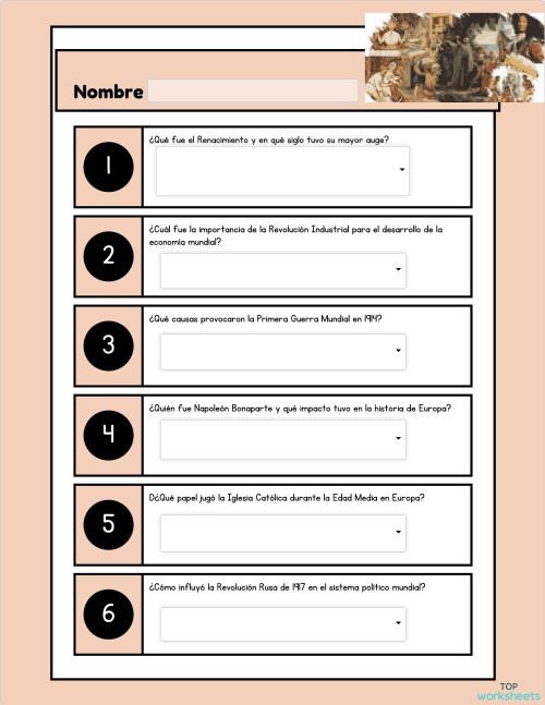 HISTORIA UNIVERSAL. Ficha interactiva | TopWorksheets