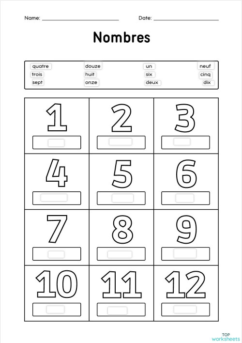 LES NOMBRES 1 -30. Fiche interactive | TopWorksheets