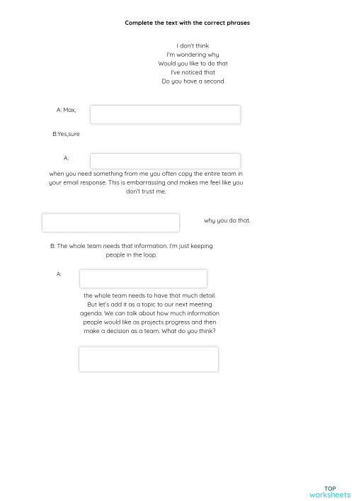 Feedback (training). Interactive worksheet | TopWorksheets