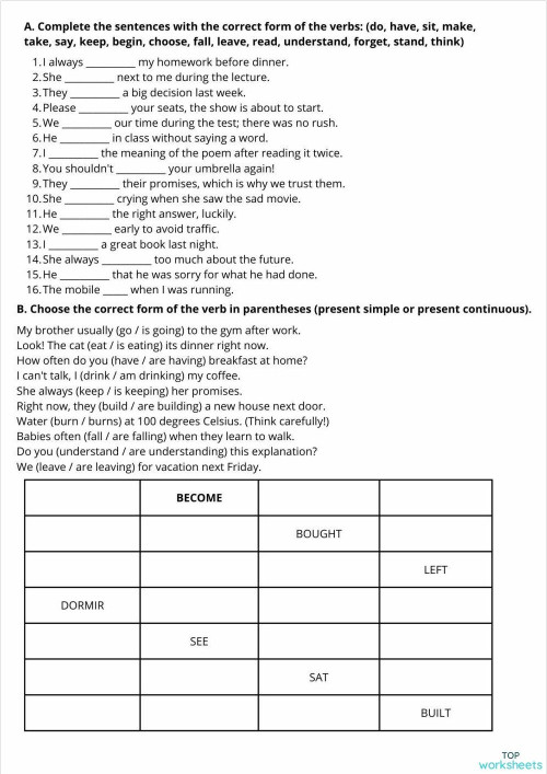 Past continuous vs. Simple past. Interactive worksheet | TopWorksheets