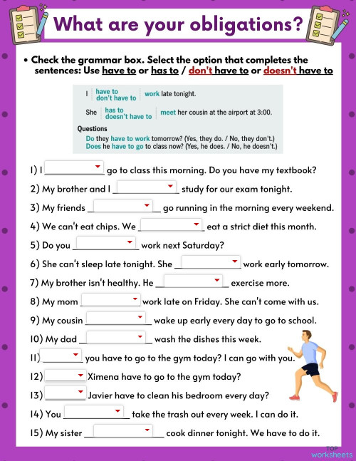 What are your obligations?. Interactive worksheet | TopWorksheets